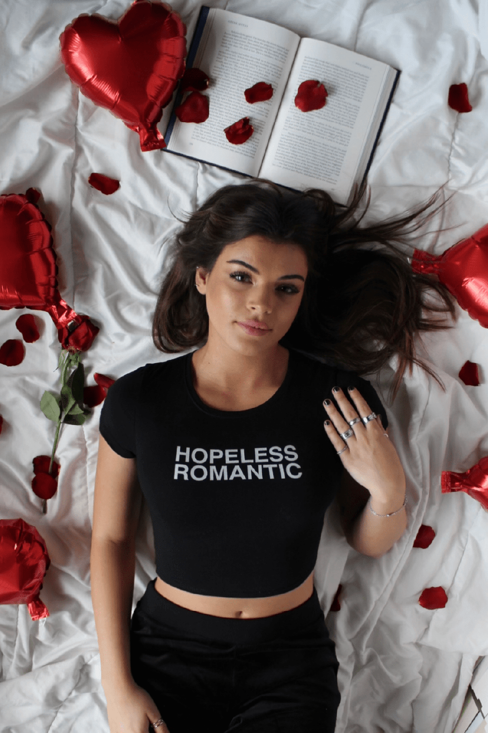 Steph Bohrer: Hopeless Romantic Black Cropped Shirt – Fanjoy